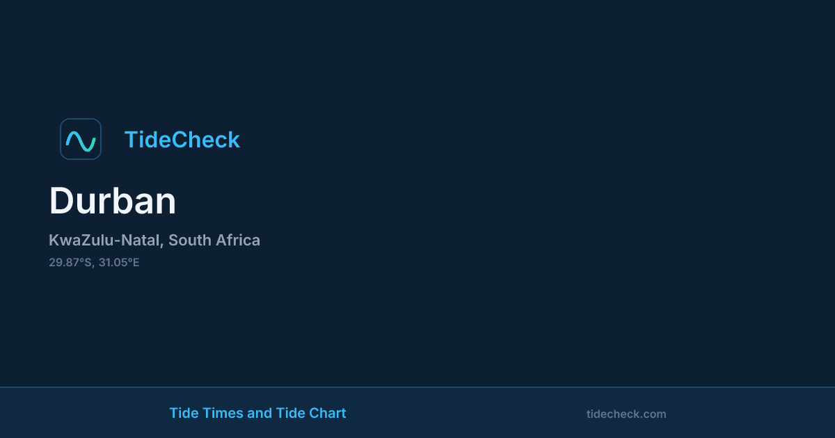 Durban Monthly Tide Calendar — August 2026 | TideCheck
