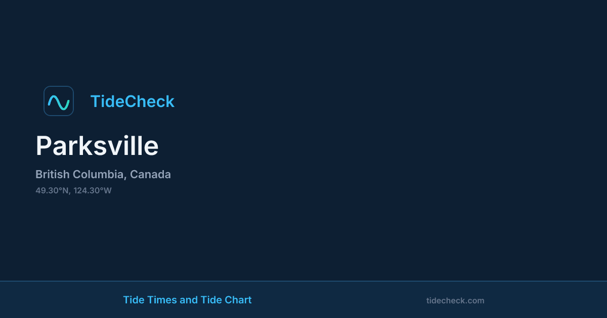 Parksville Monthly Tide Calendar — August 2026 | TideCheck