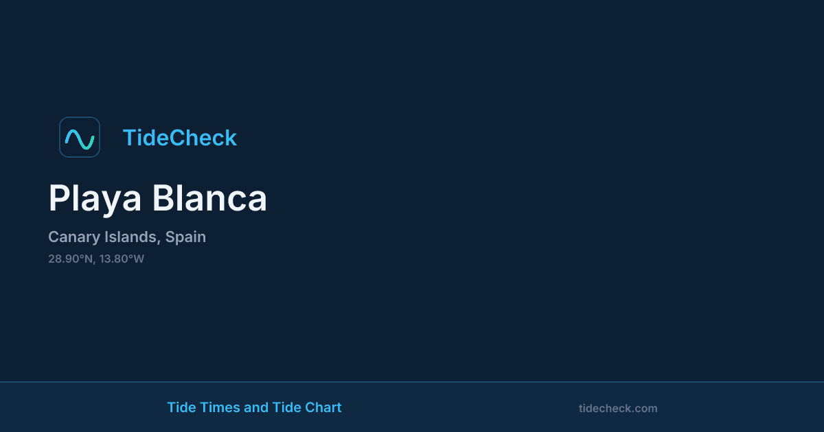 Playa Blanca Monthly Tide Calendar — August 2026 | TideCheck