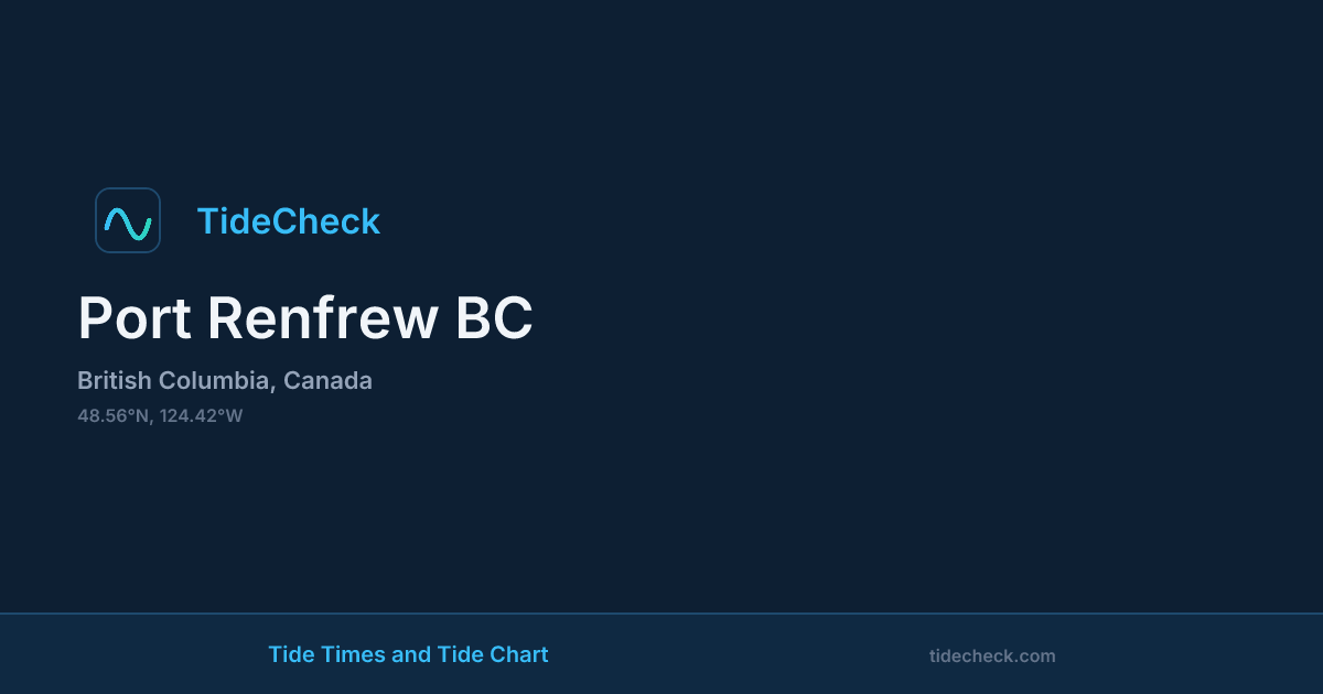 Port Renfrew BC Monthly Tide Calendar — August 2026 | TideCheck