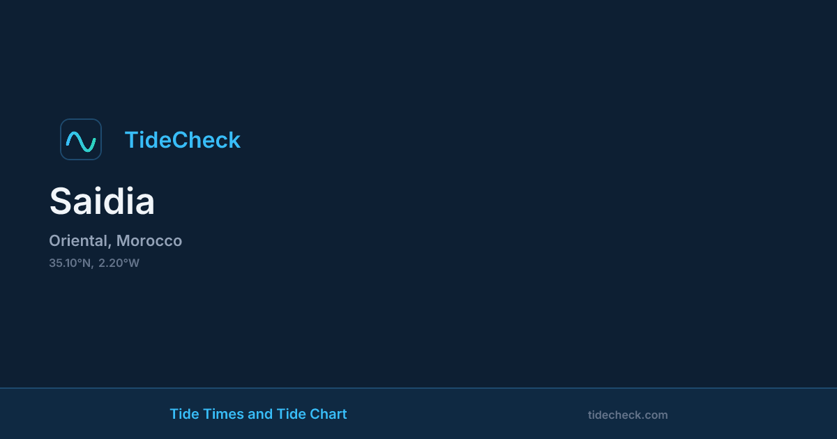 Saidia Monthly Tide Calendar — August 2026 | TideCheck